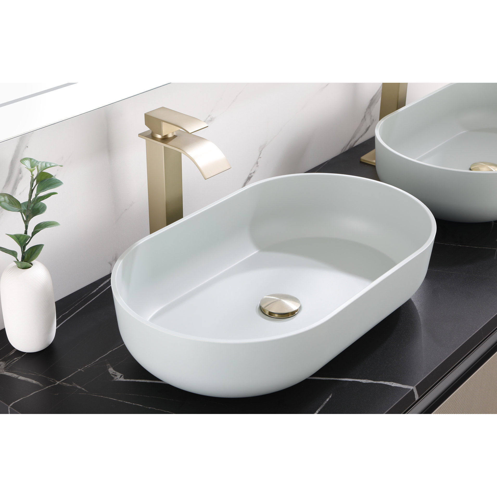 DiningDrift Blue Abs Lavatory Basin Vessel - 24"X14" Oval, Above ...
