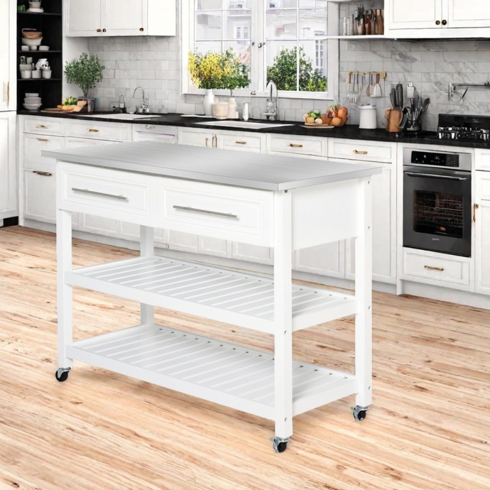 Lark Manor Kitchen Island with Stainless Steel Top - Wayfair Canada