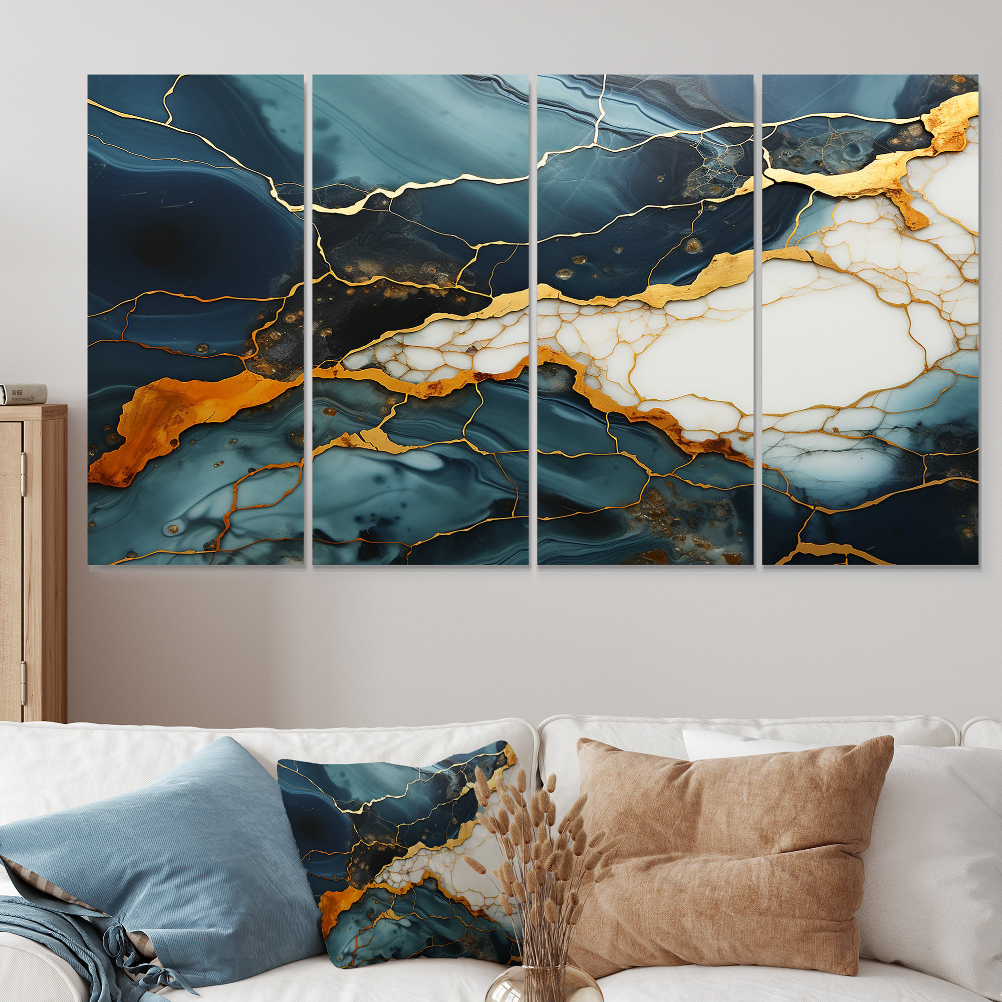 Mercer41 Gold And Green Serene Abstract Marble Dream I - Abstract ...