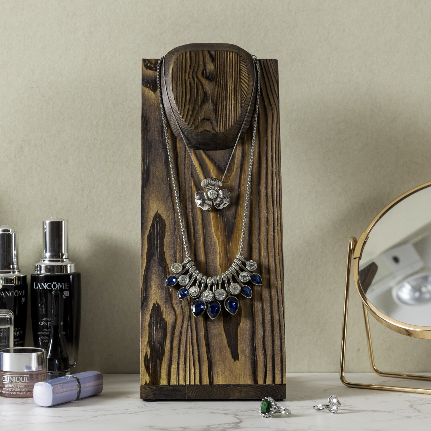 Bungalow Rose Rustic Solid Wood Necklace Jewellery Stand - Wayfair Canada