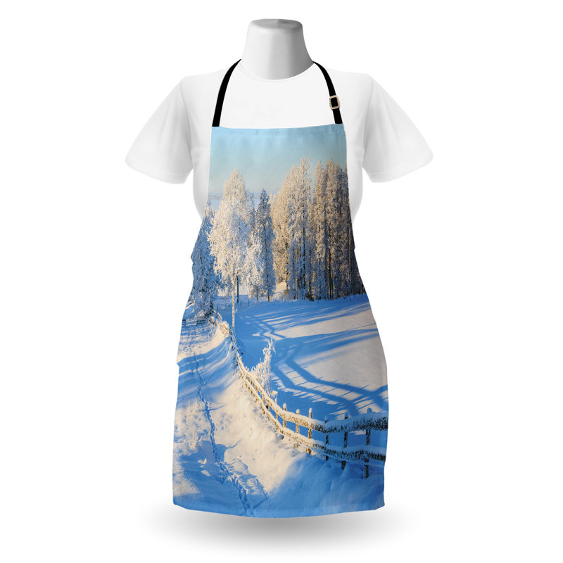 East Urban Home Farm House Apron Unisex, Winter Snowy Pines, Adult Size ...