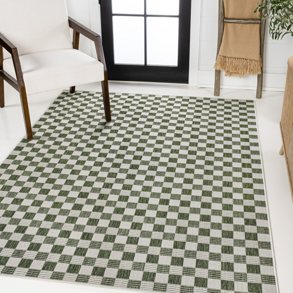 Union Rustic Aimee Traditional Cottage Checkerboard Green/Cream Indoor ...