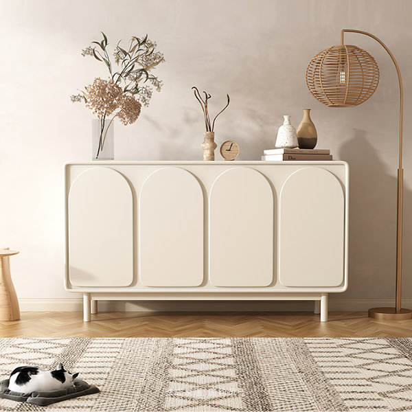 Corrigan Studio 63" Beige Arched Door Buffet Sideboard with 4 Door ...