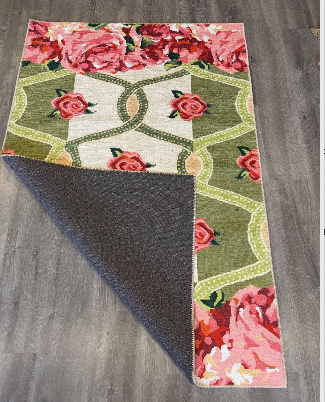 Bloomsbury Market Green-Themed Rose Patterned Floret Rug | Wayfair