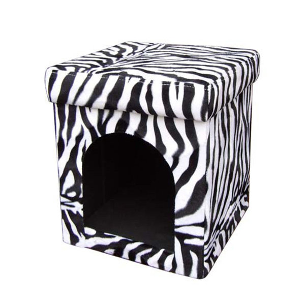 Tucker Murphy Pet™ Zebra Print Upholstered Folding Dog House Shaped Pet ...