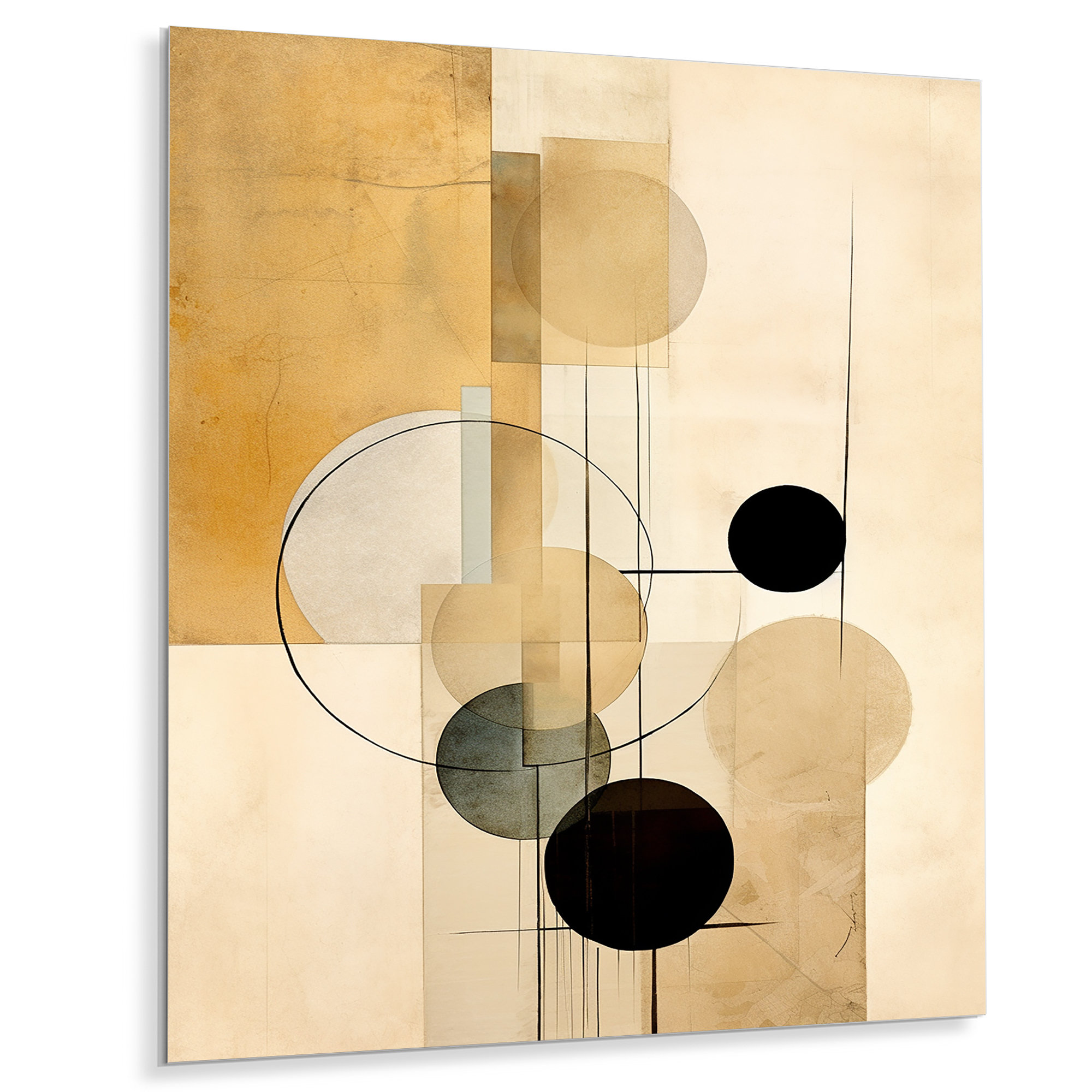 Gracie Oaks Beige Geometry In Motion VI - Abstract Shapes Metal Wall ...