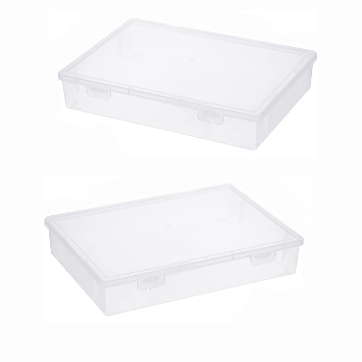 Rebrilliant Clear Plastic Storage Box with Flap Lid, 2 Pack | Wayfair