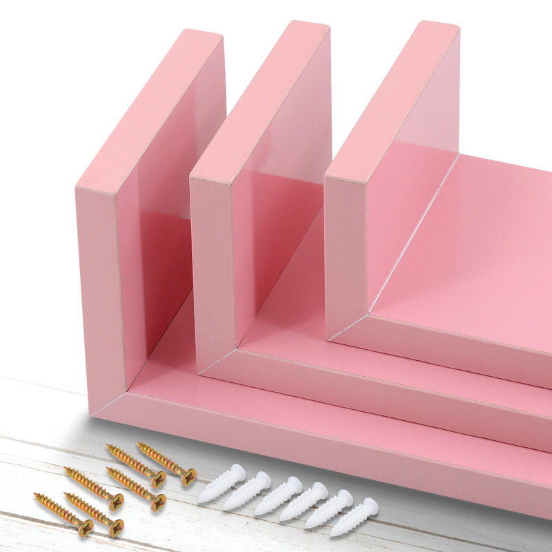 Latitude Run® Keokee 3 Pieces U Shaped Floating Float Shelves Glossy ...