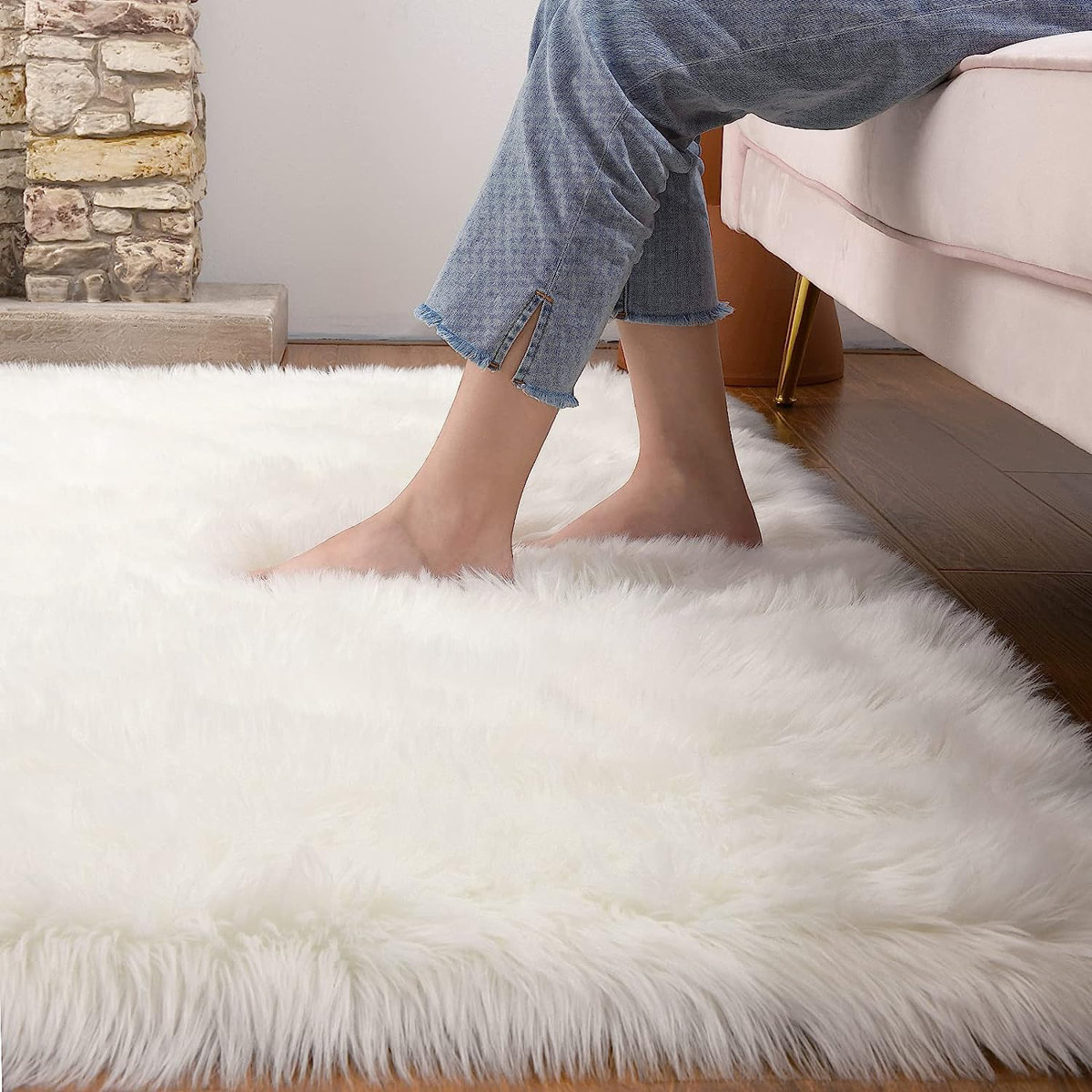 Mercer41 Pinckney Stylish Fluffy Shag White Area Rug & Reviews | Wayfair