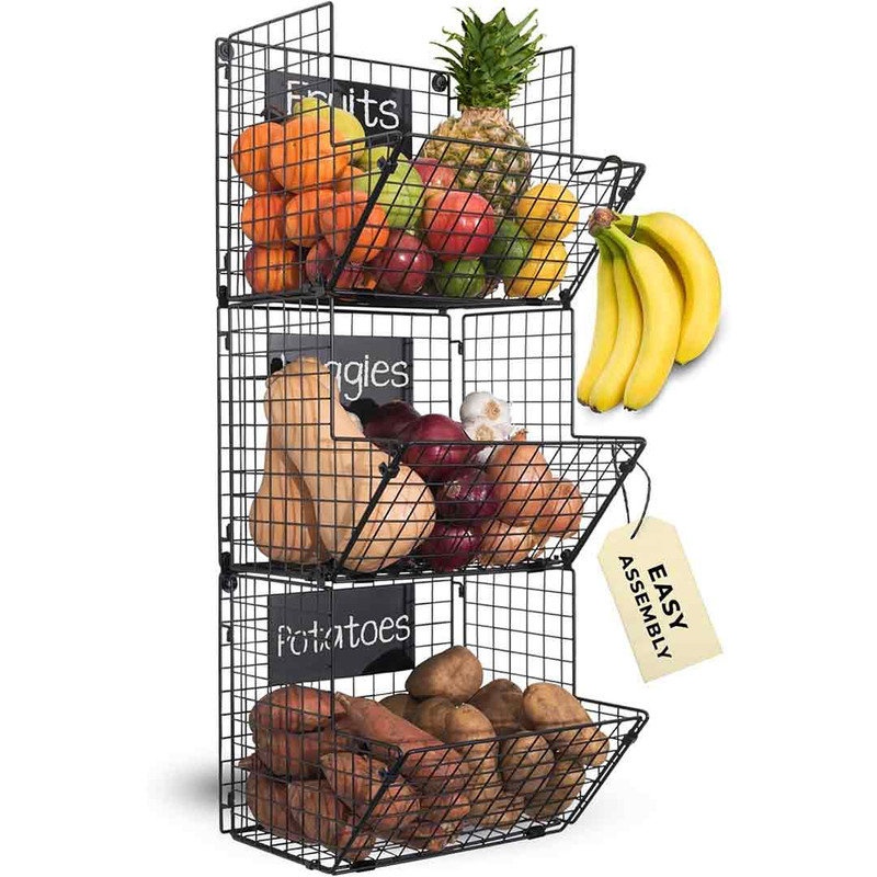 Prep & Savour Wall Fruit Baskets for Kitchen, Hanging Baskets for ...