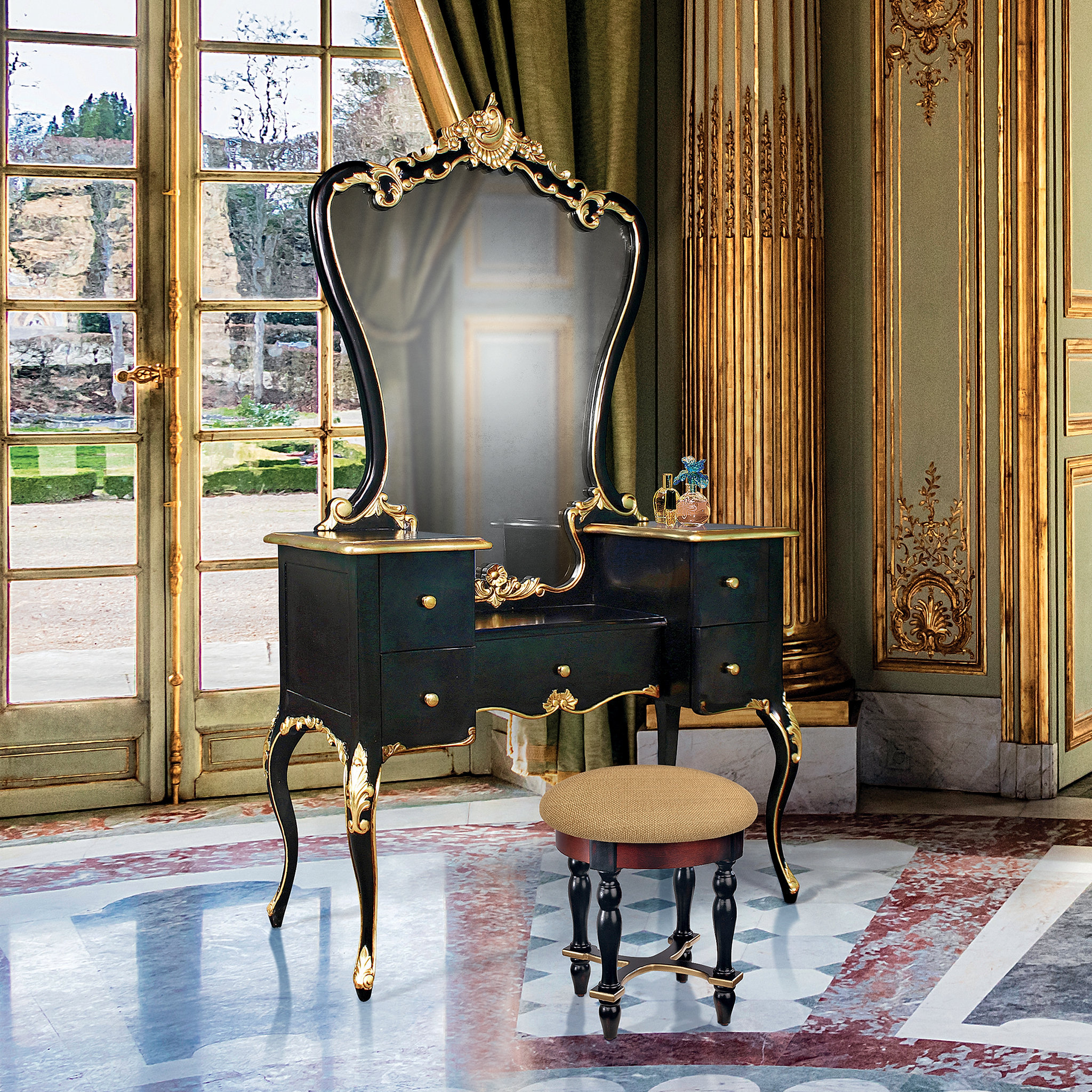 Design Toscano Rococo Isabella Vanity with Mirror | Wayfair