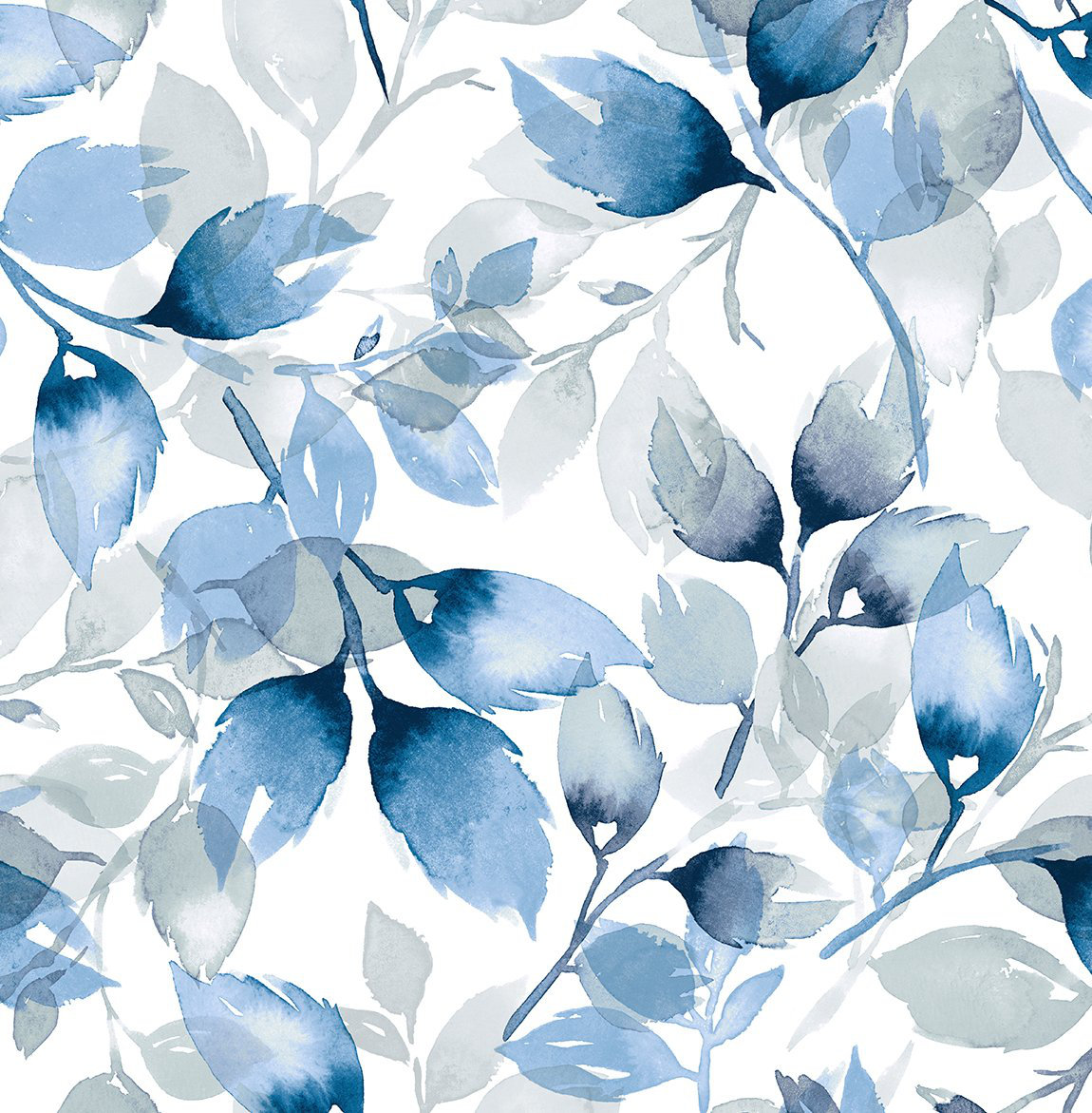 Lillian August Luxe Haven Blue Lagoon Watercolor Tossed Leaves Peel And ...