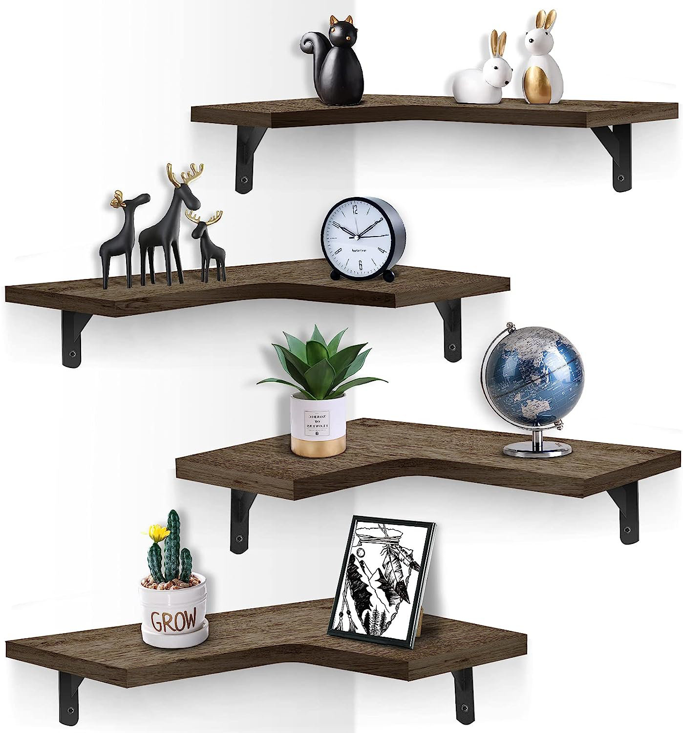 17 Stories Rogowski 4 Piece L-Shaped Floating Shelf | Wayfair