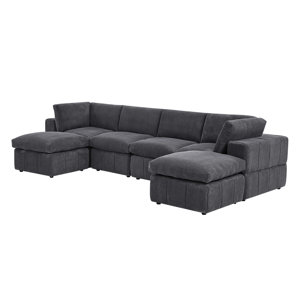 Wade Logan® 6 - Piece Upholstered Sectional & Reviews | Wayfair