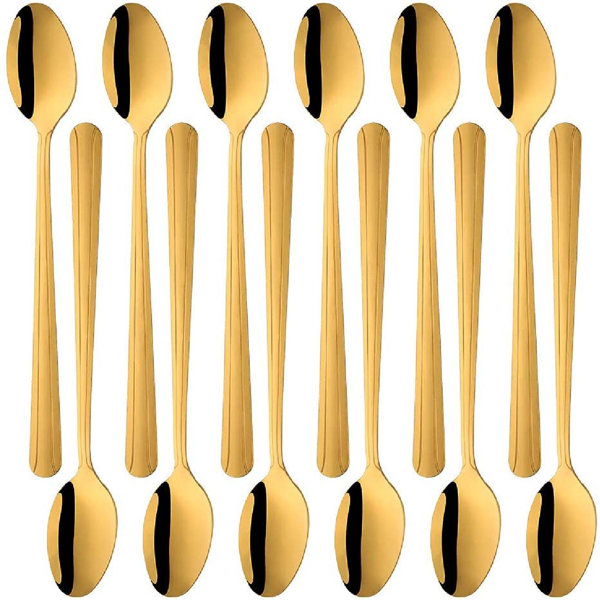 Everly Quinn 8-Inch Long Handle Ice Tea Spoons Mixing Spoons, Stirring ...