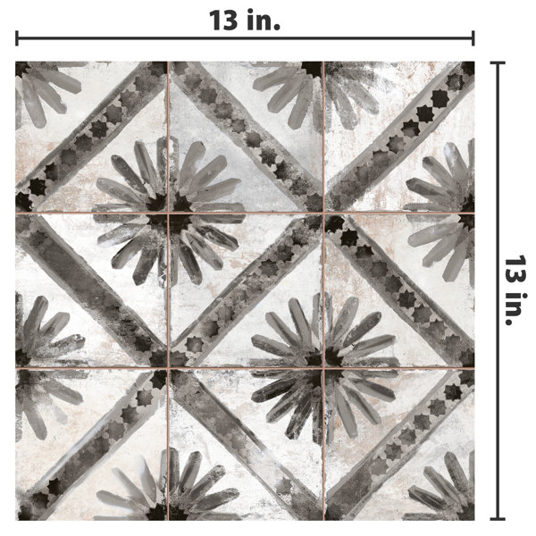 Merola Tile Harmonia 13" x 13" Ceramic Patterned Wall & Floor Tile ...