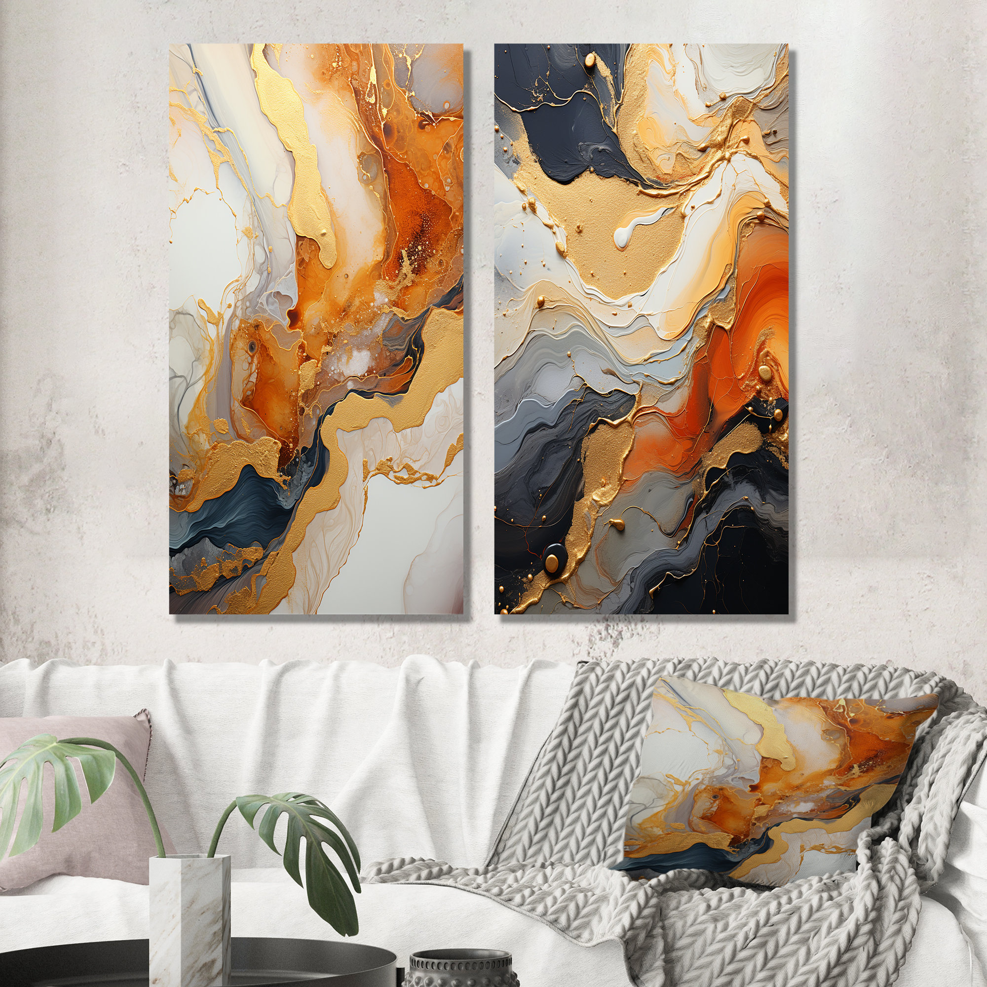 Latitude Run® Gold And White Geode Lava II - Stone Geode Metal Wall Art ...