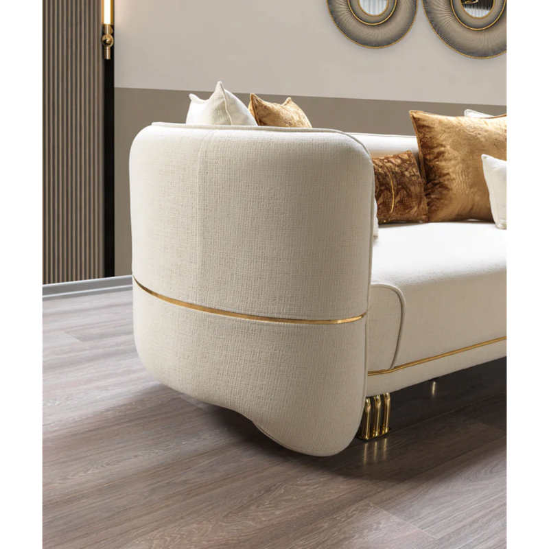 Everly Quinn Helena Ivory Velvet Sofa | Wayfair