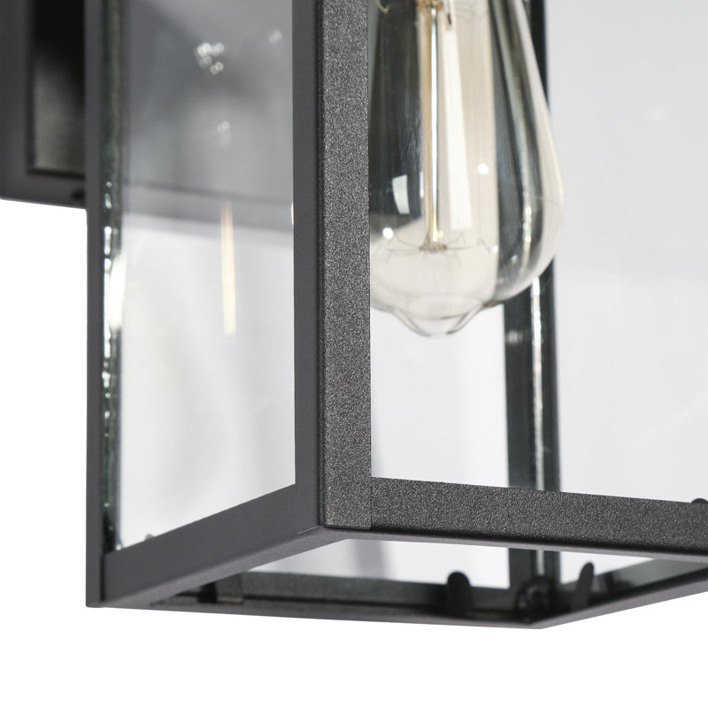 LALUZ Black 12'' H Glass Outdoor Wall Light "& Reviews" | Wayfair