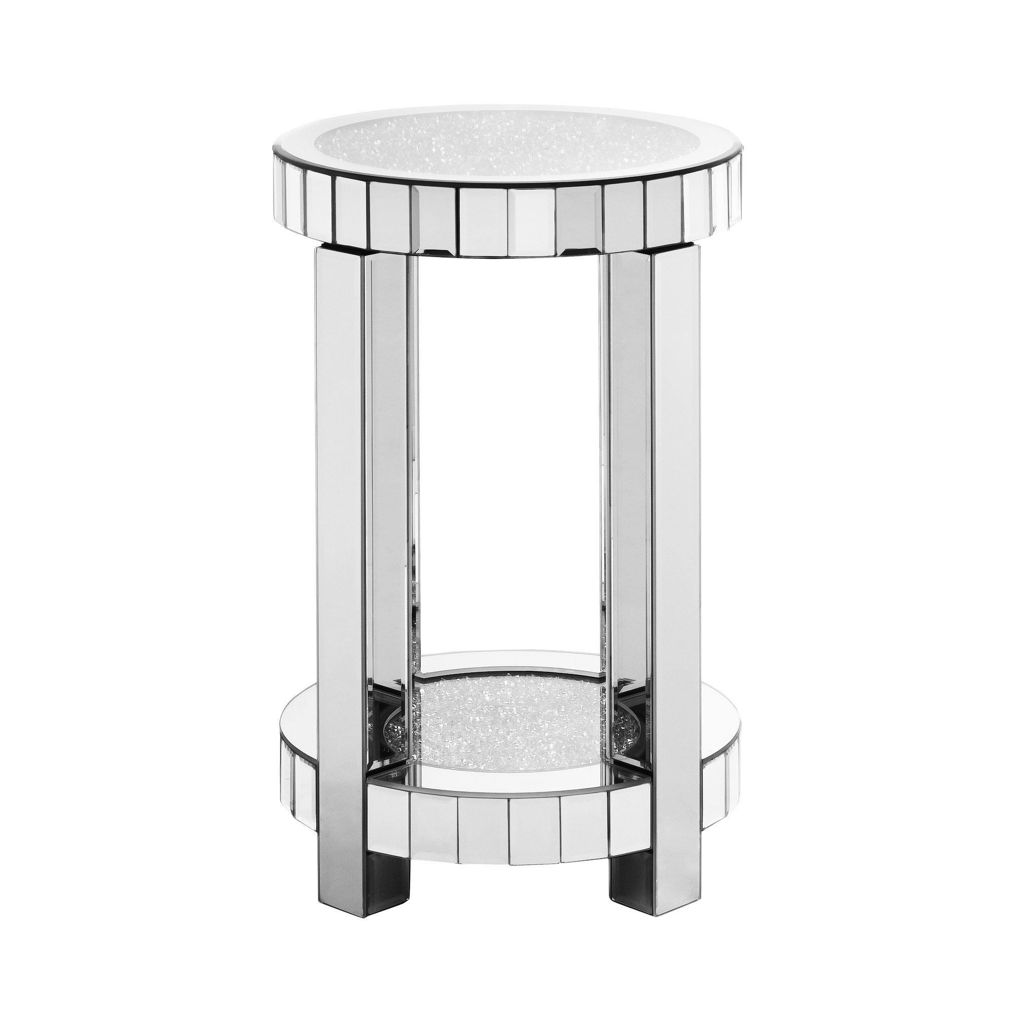 Everly Quinn Mirror Round Table With Crystal Inlay | Wayfair