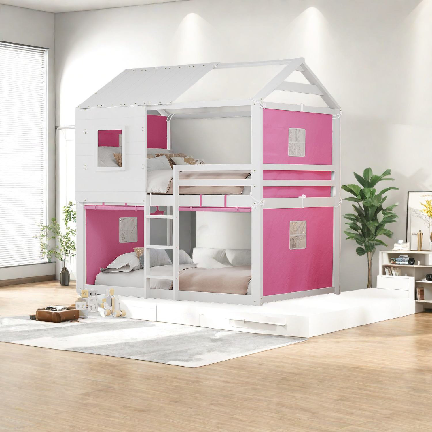 One Allium Way Multifunctional Rustic Wood Full Bunk Beds With ...