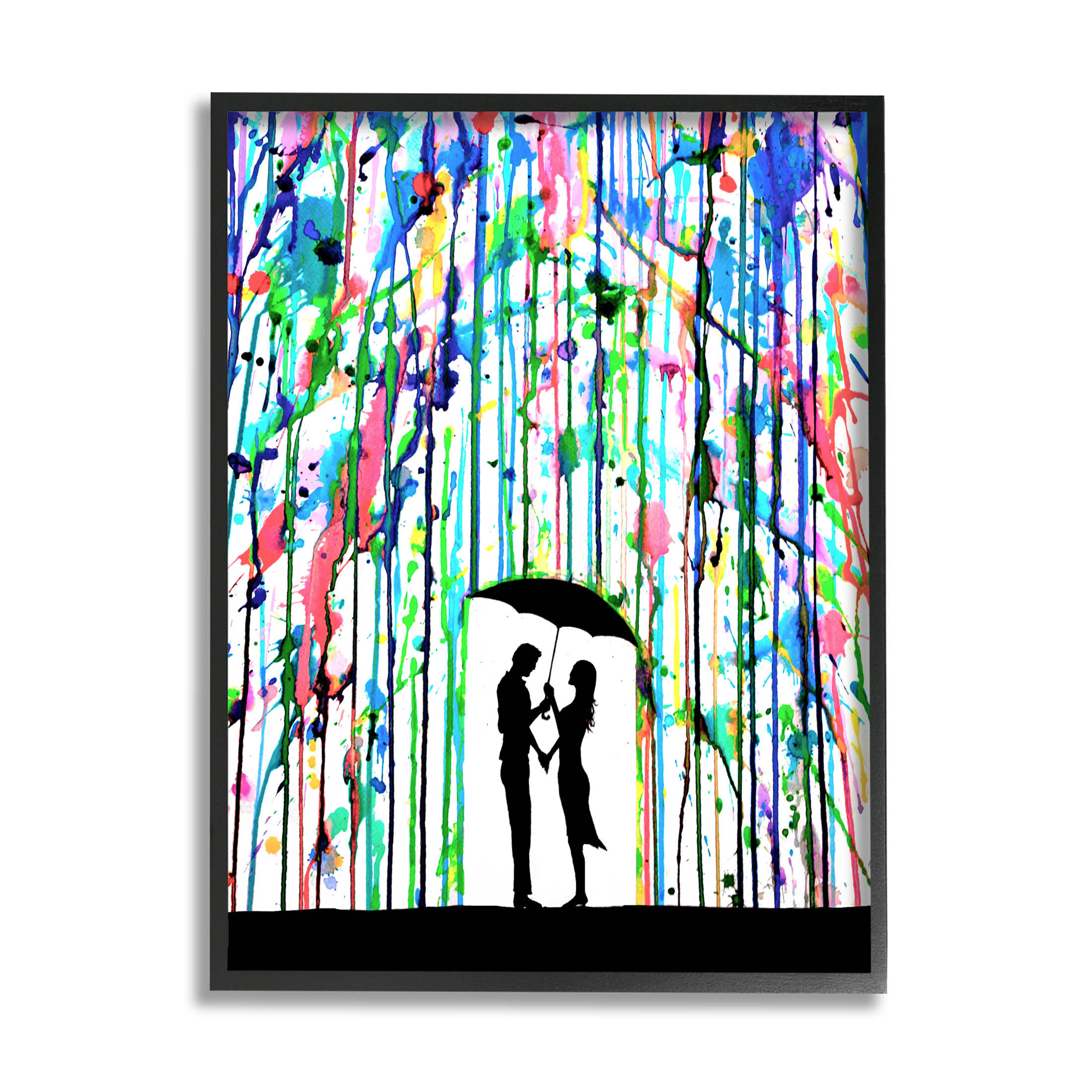 Stupell Industries Vivid Couple Urban Drip Rainfall Framed Giclee Art ...