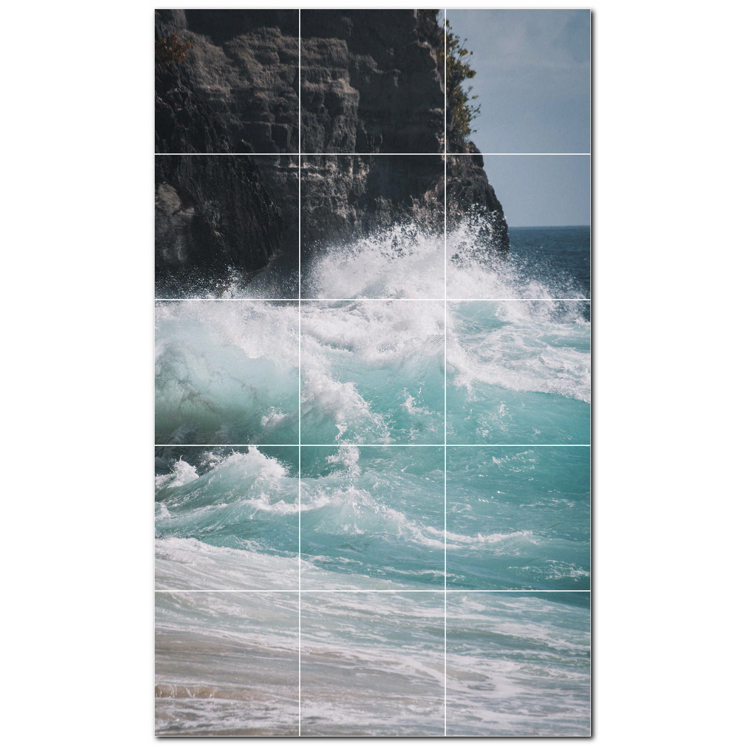 Picture-Tiles.com 18" x 30" Ceramic Waves Photo Decorative Mural Tile ...