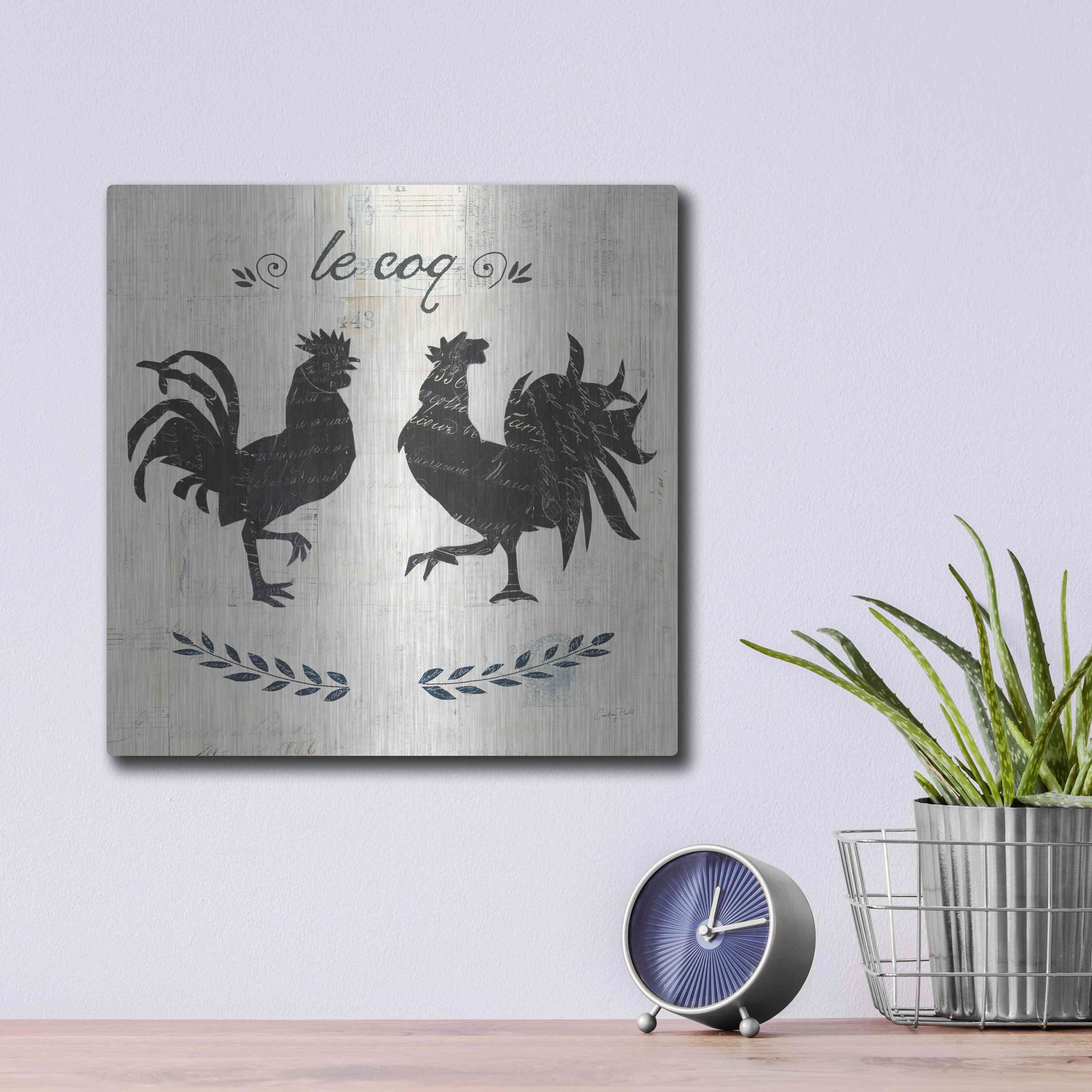 August Grove® 'Le Coq Silhouette Sq Words by Courtney Prahl, Metal Wall ...