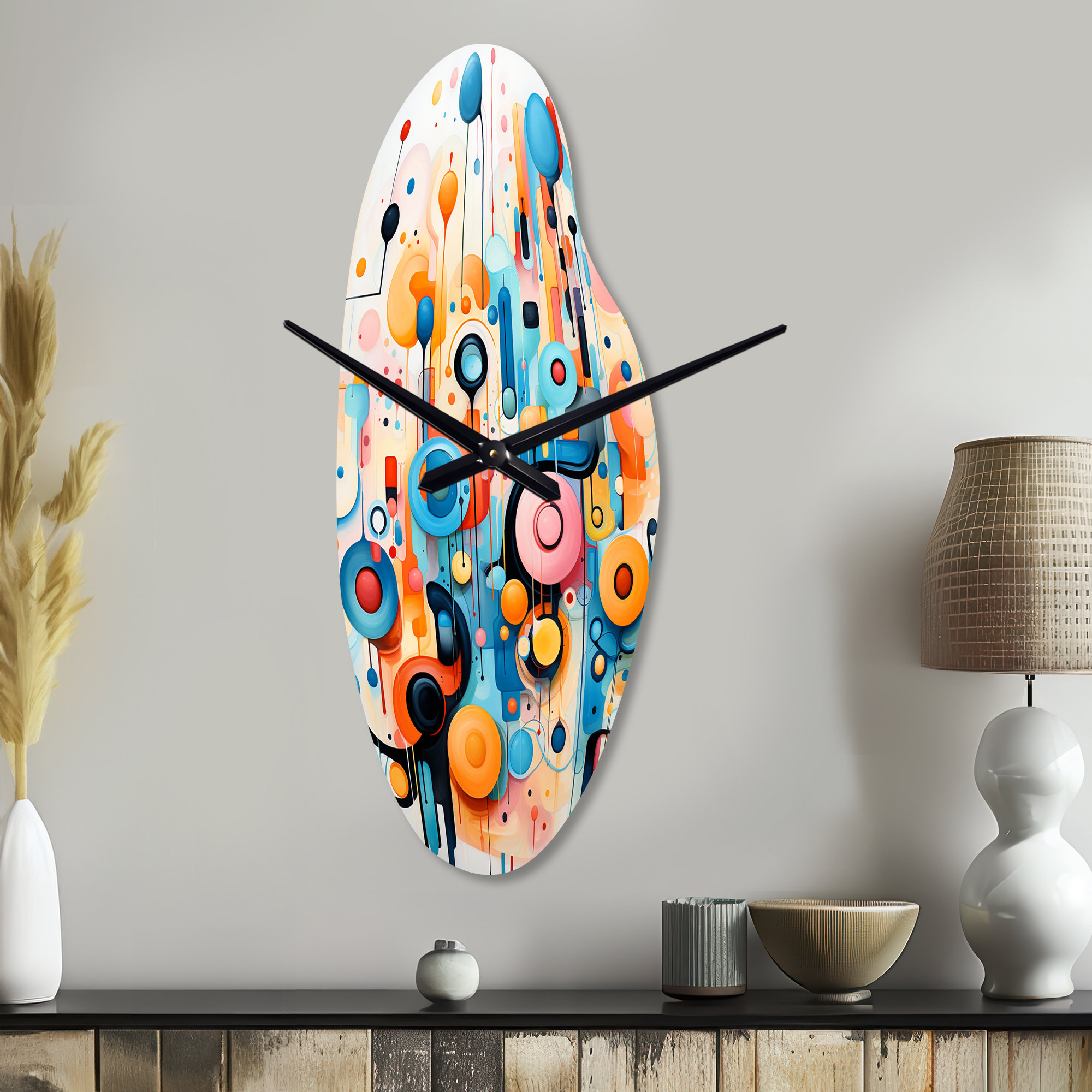 East Urban Home Karntikoon - Curved Shape Multi-Color Wall Clock ...