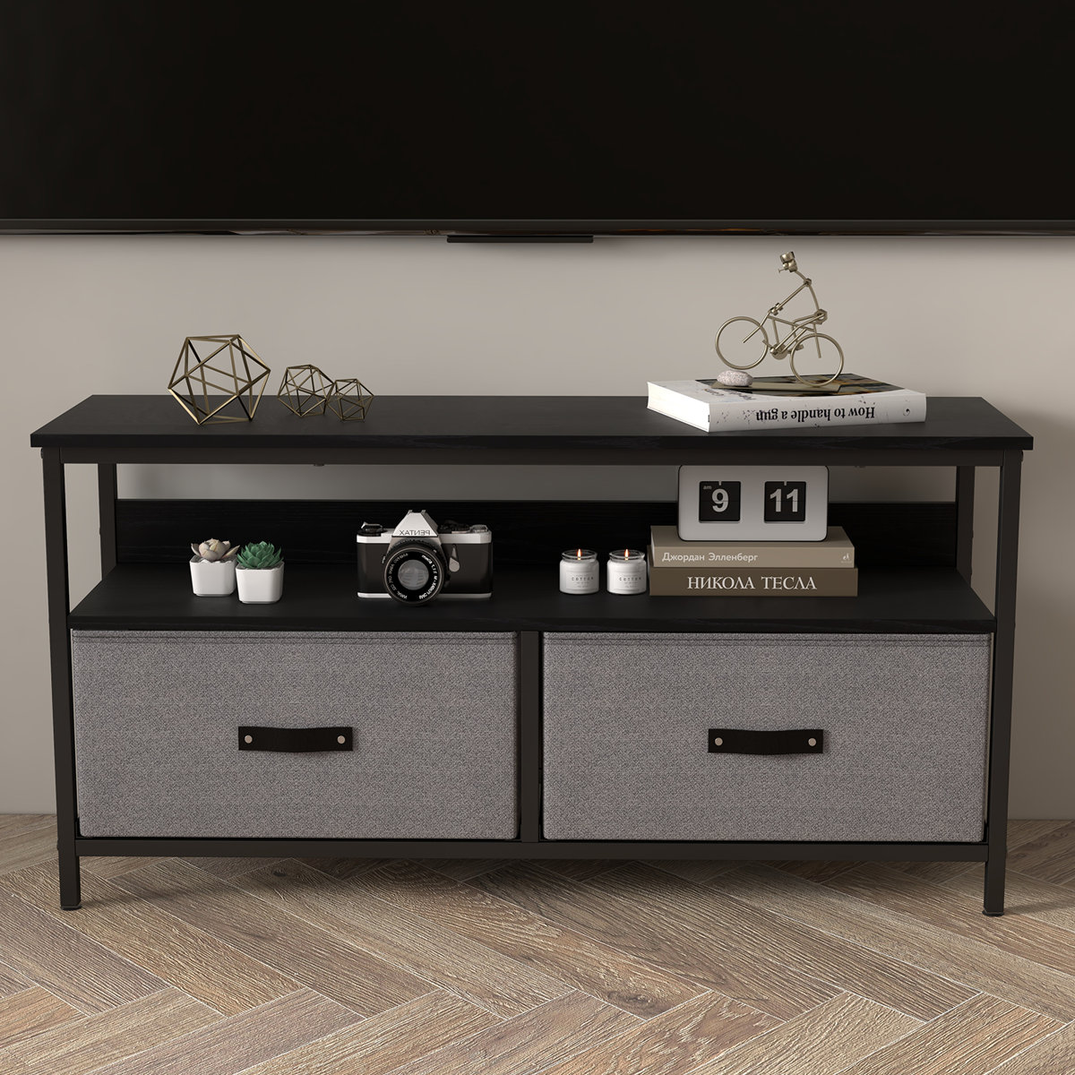 17 Stories Small Tv Stand Dresser With Drawers And Shelves For Home ...