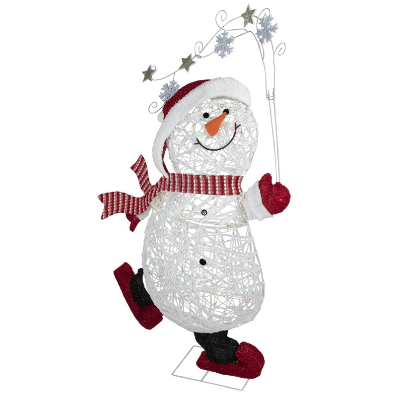 Northlight Seasonal 56" Lighted Ice Skating Snowman Outdoor Decoration ...