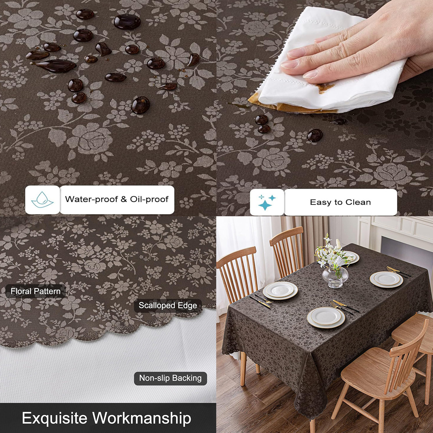 Red Barrel Studio® Waterproof Wipeable Vinyl Tablecloth,Rectangle Heavy ...