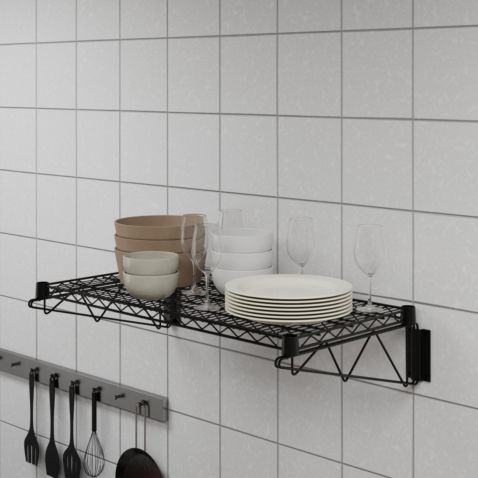 Amgood 18 In. X 36 In. Black Epoxy Wire Wall Mount Shelf | Wayfair