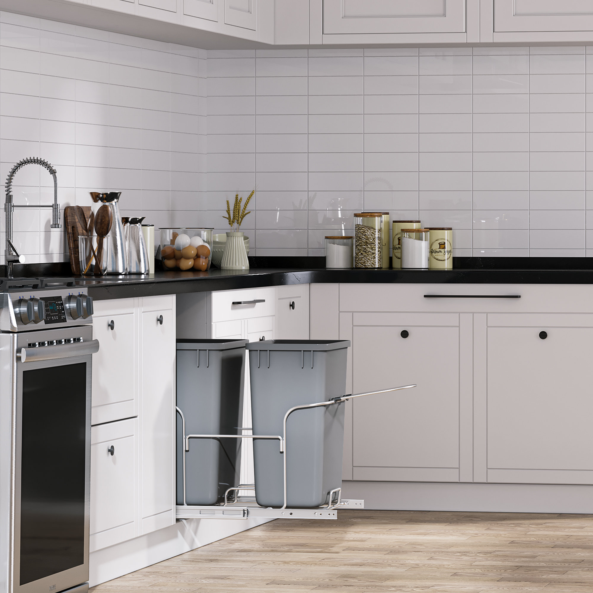 Balconera 30L Double Barrel Pull Out Kitchen Waste Containers - Wayfair ...