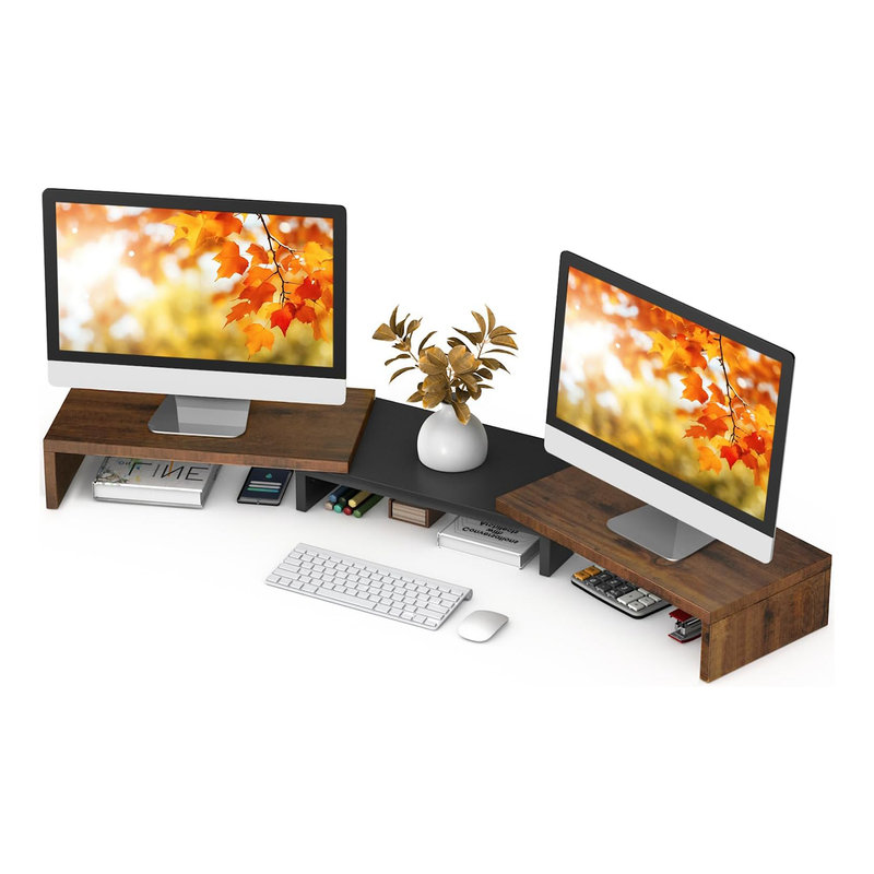 Hokku Designs Dual Monitor Stand Riser Office Desktop Organizer Stand ...