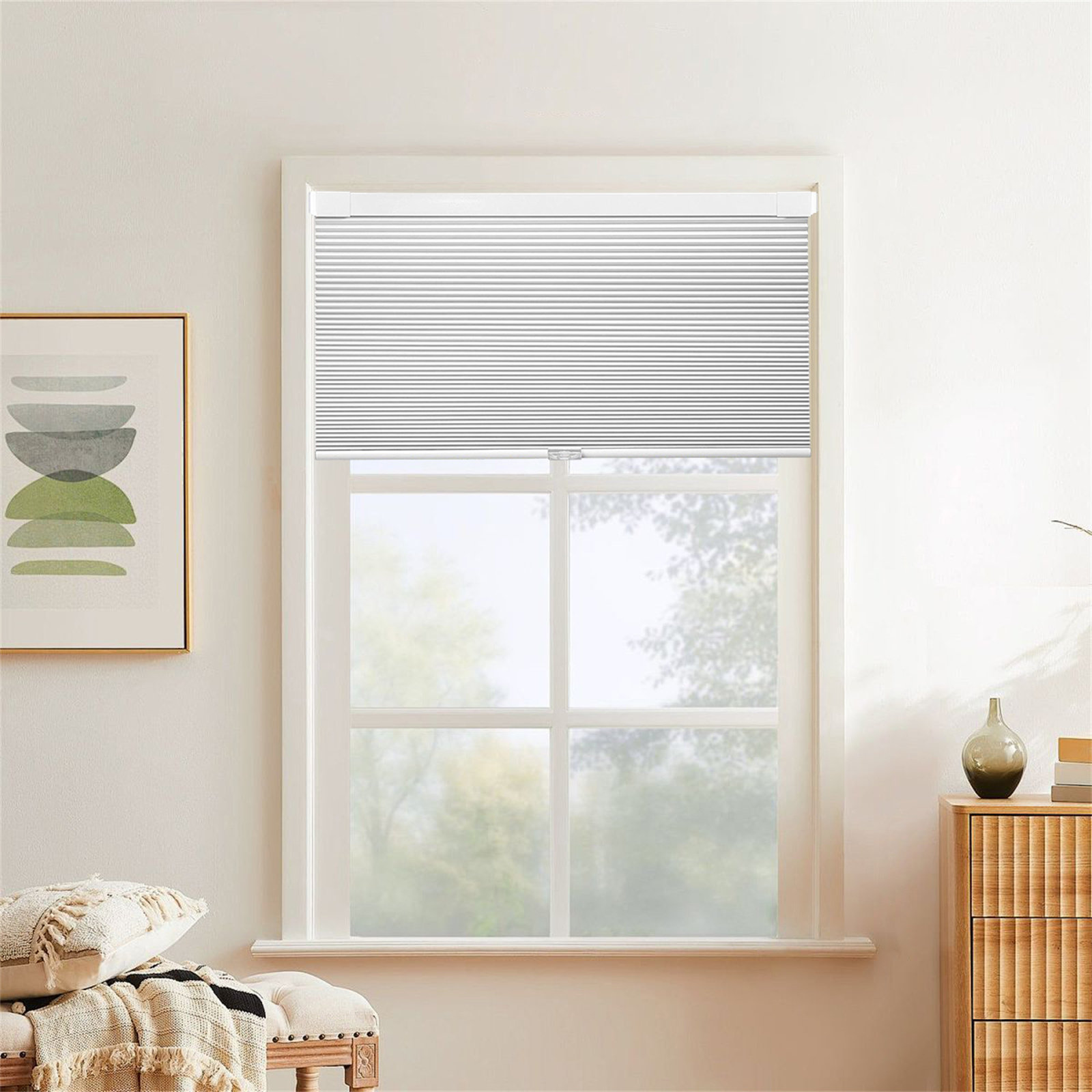 Symple Stuff Cordless Honeycomb Shades - No Tools, No Drilling, Light ...