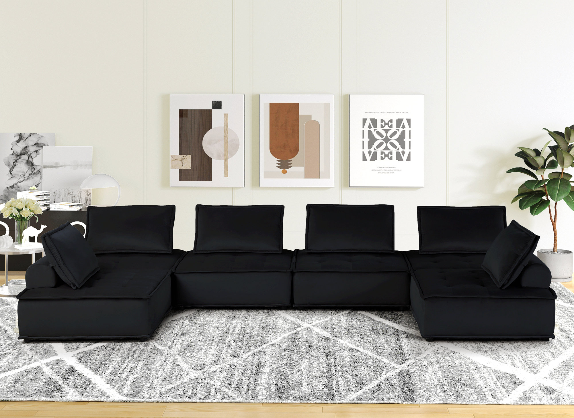 Angel Queen Velvet Sectional Sofa,Ottoman - Wayfair Canada