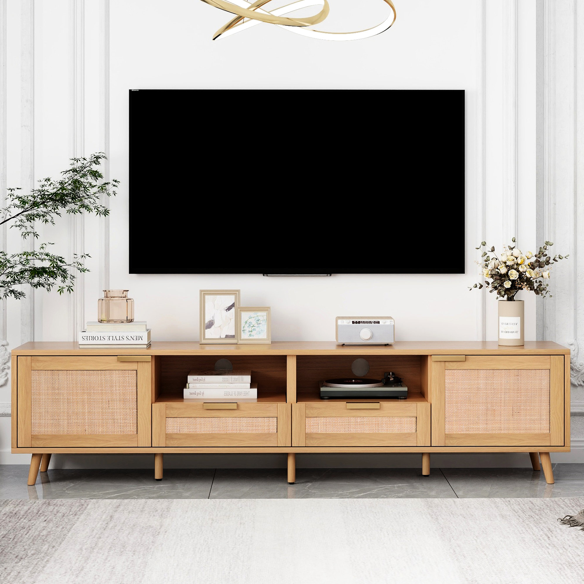 Latitude Run® Media Console For Large-screen Tvs: Up To 85", Solid Wood ...