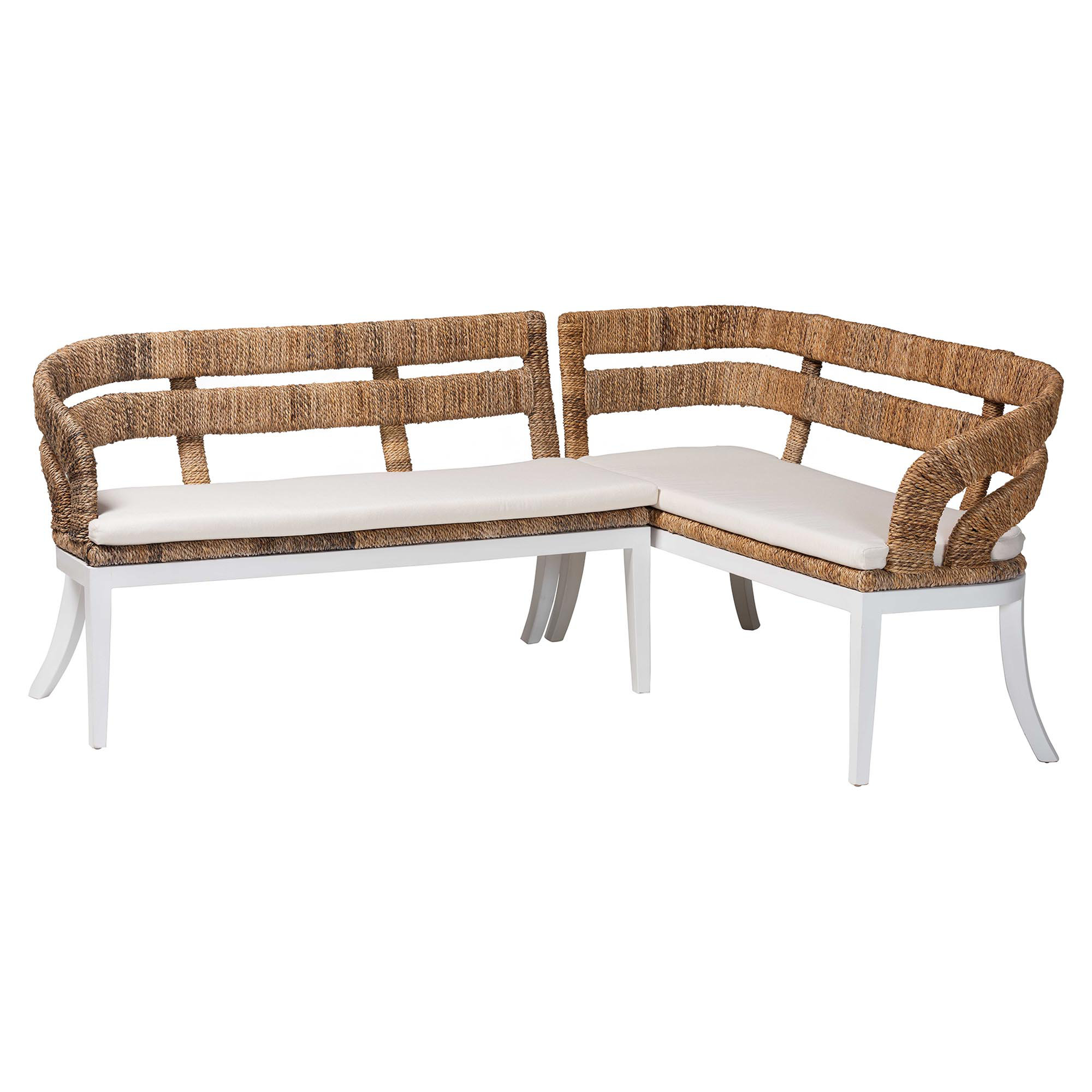 Dakota Fields Bali & Pari Ubud Seagrass Dining Nook Set With Mahogany ...