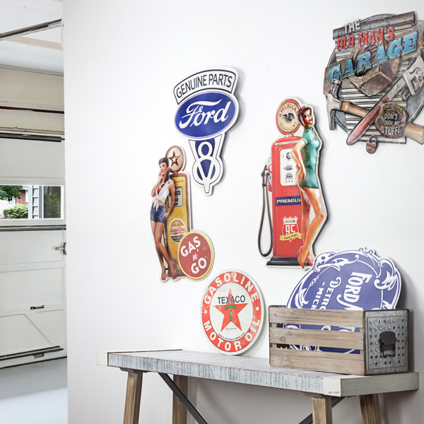 Williston Forge American Gas Pin Up Gas Pump Girl Embossed Metal Wall ...