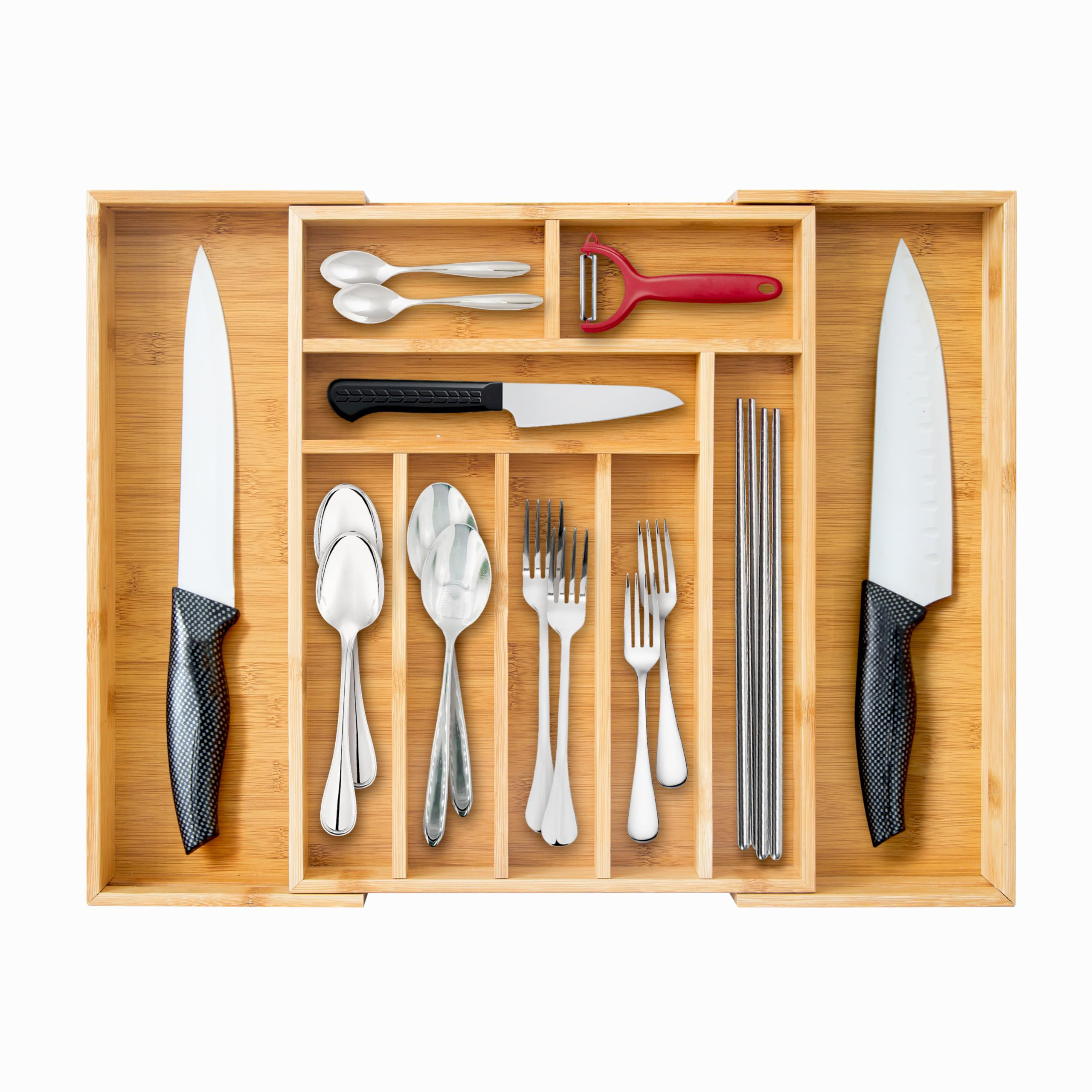 Gracie Oaks Nature Bamboo Expandable Drawer Organizer - Up To 10 Slots ...