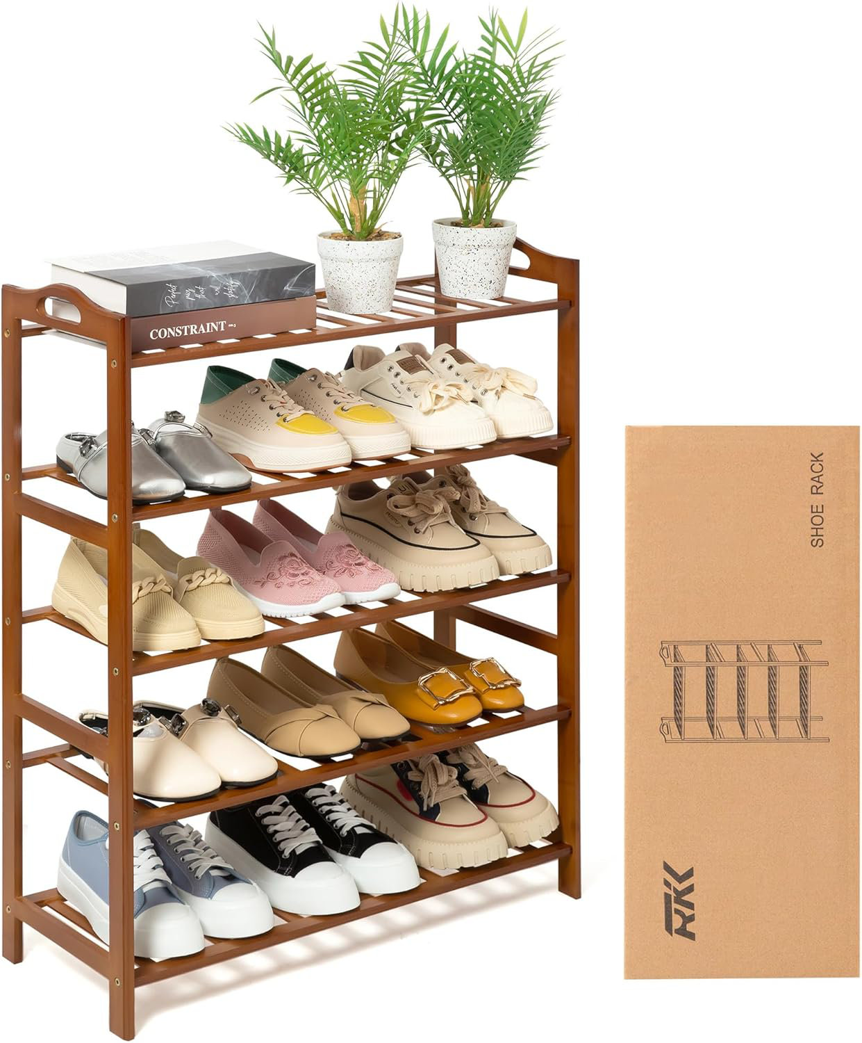 BY Family Bamboo Shoe Rack For Entryway And Closet, 5-Tier Shoe ...