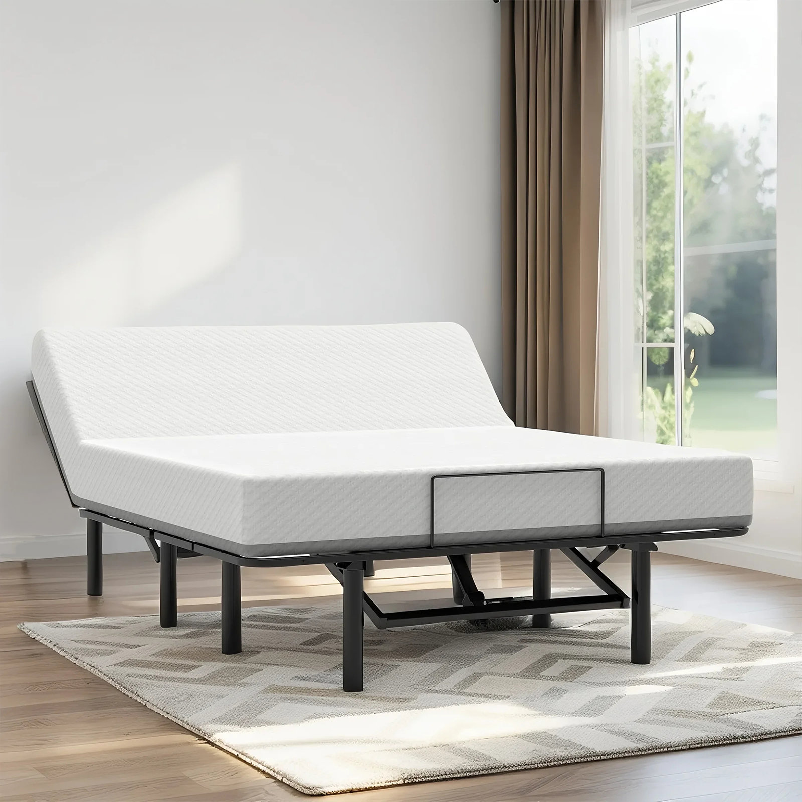 Alwyn Home Queen Size Adjustable Bed Base Frame – Zero Gravity, 3-Fold ...