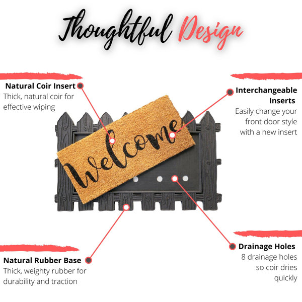 Autumn Alley Fun Welcome Mat Tray Set - Rubber Door Mat With 4 ...