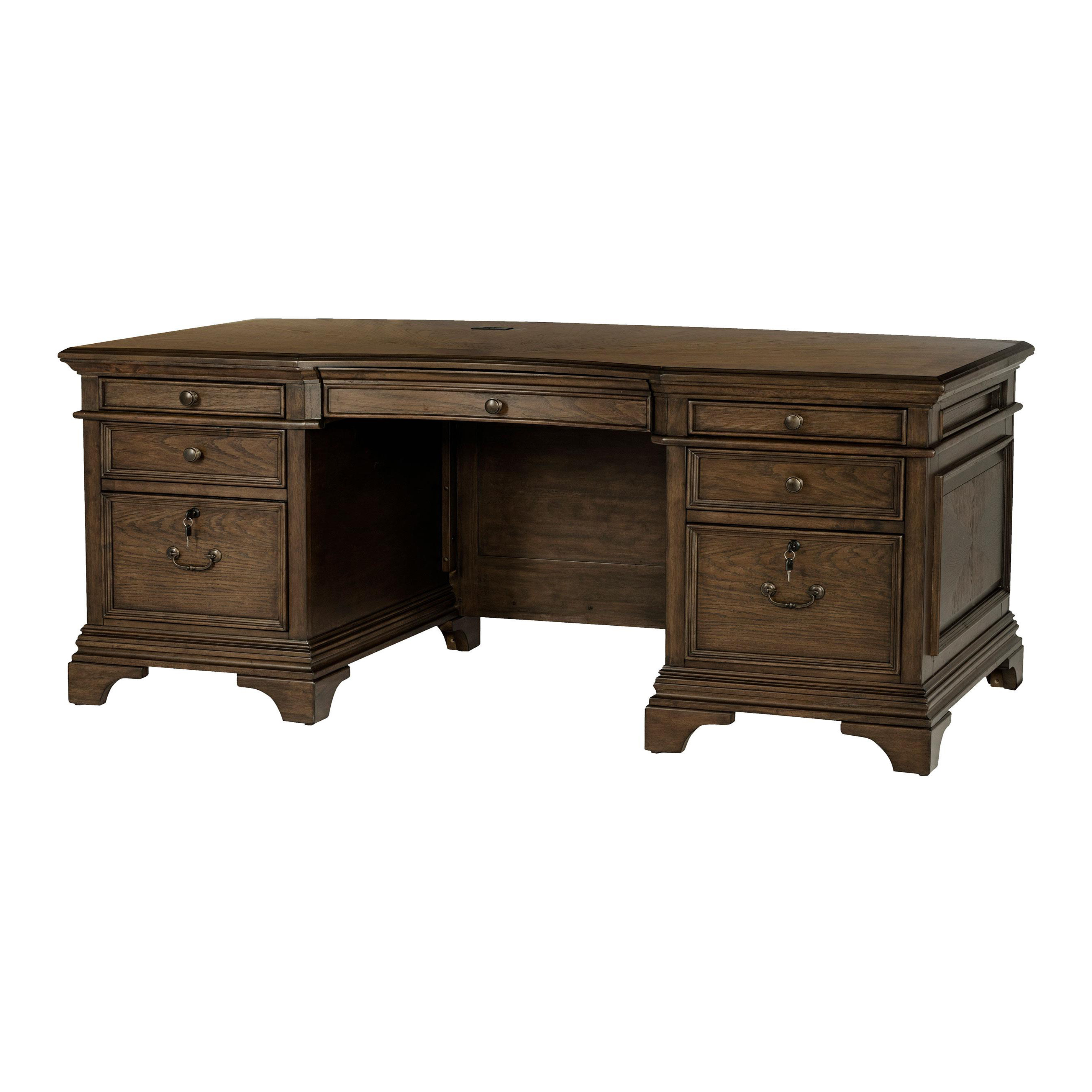 Bloomsbury Market 72-inch 7-drawer Executive Desk Burnished Oak | Wayfair