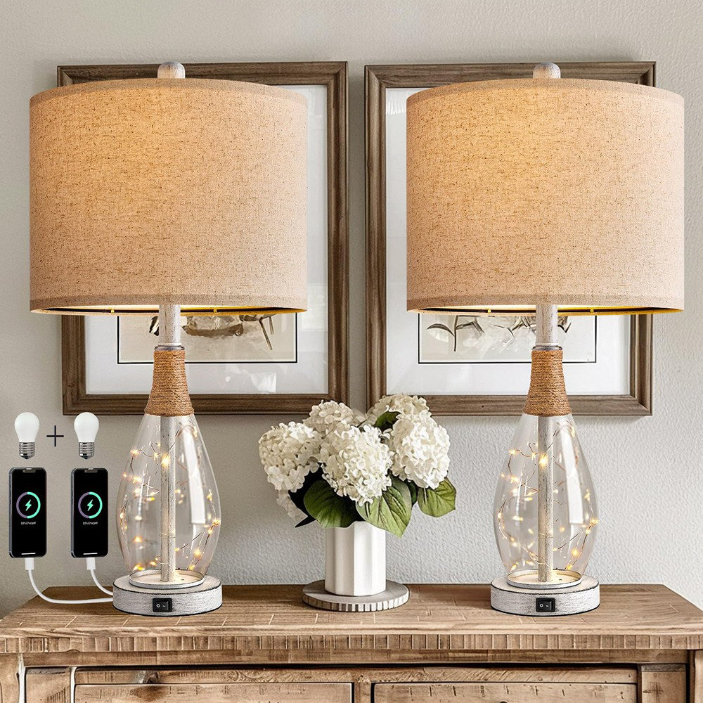 Gracie Oaks 23" Table Lamps For Living Room Set Of 2 Bedside Lamps Fo ...
