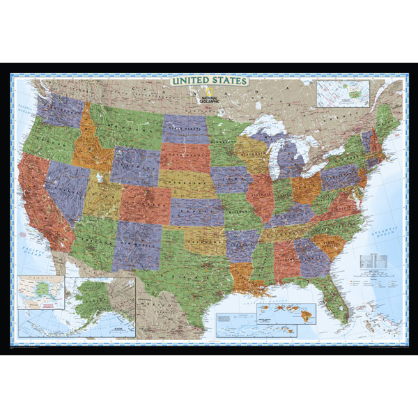 National Geographic Maps W x H Dry Erase And Laminated U.S. Map ...