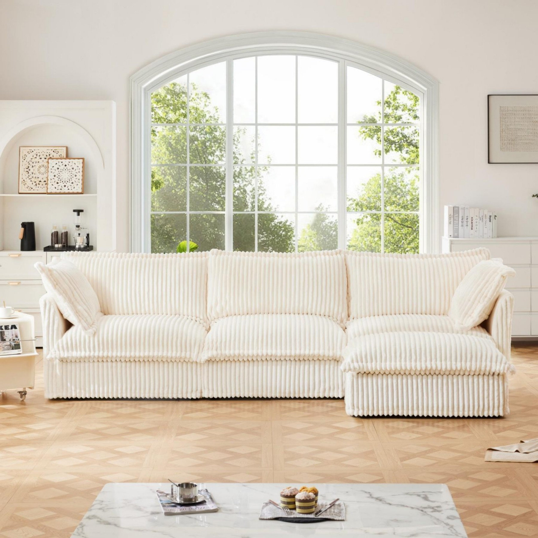 Hokku Designs L-Shaped Slipcovered Sectional Sofa Couch | Wayfair