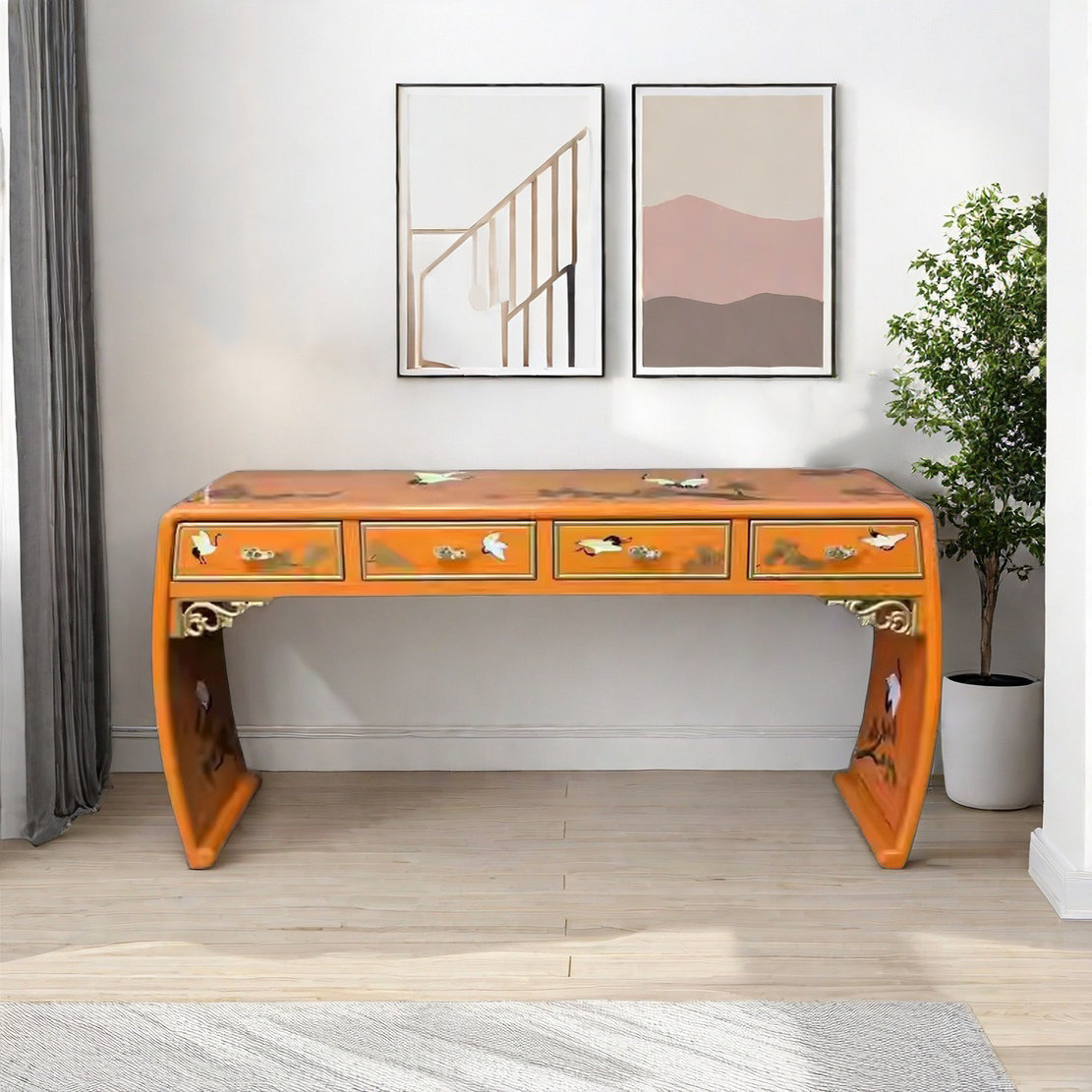 Liu's ink furniture Retro Hand Drawn Console Table | Wayfair
