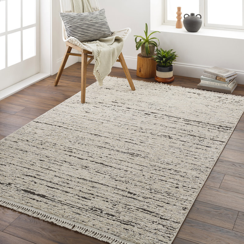 17 Stories Ollie Striped Taupe Area Rug & Reviews | Wayfair